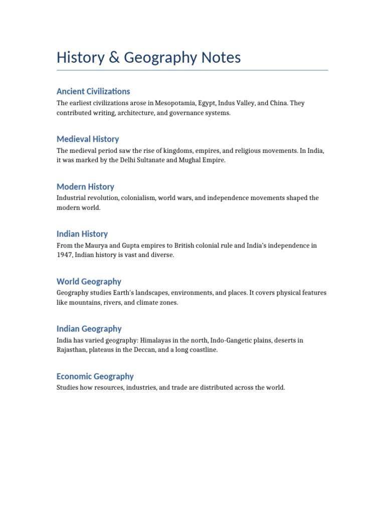 History and Geography Overview Guide | PDF
