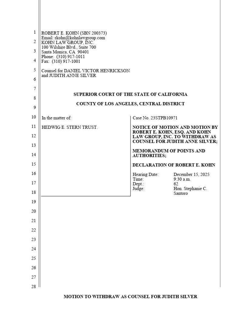 Motion to Withdraw as Counsel for Silver | PDF | Lawyer | Public Law