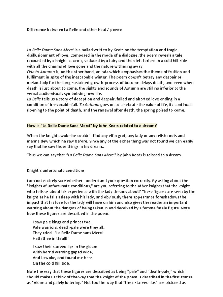 La Belle Dame Sans Merci | Poetry | Fiction & Literature