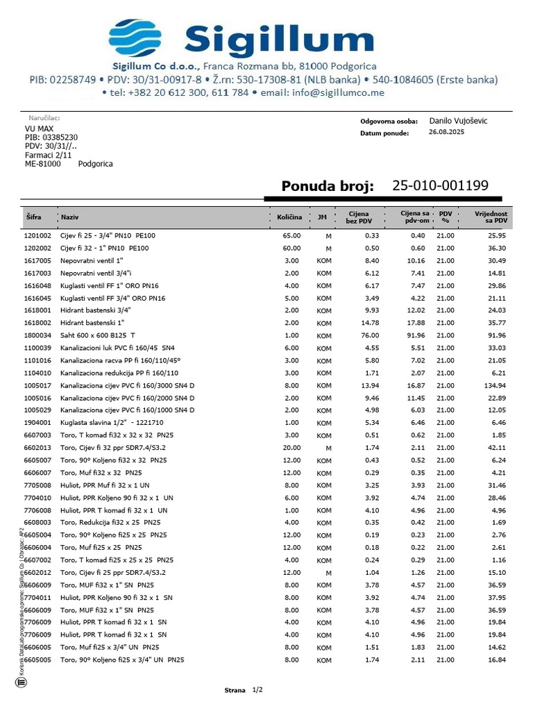 Ponuda - 25 010 001199 1 | PDF