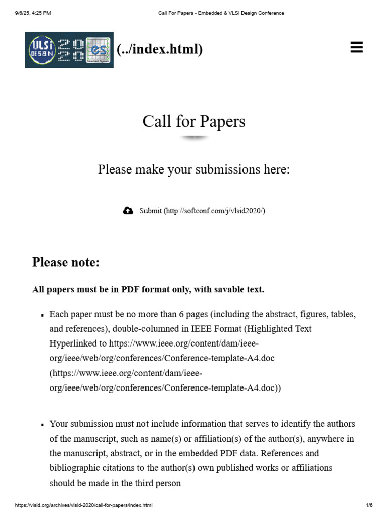 VLSI Design Conference Call for Papers | PDF | System On A Chip | Mixed ...