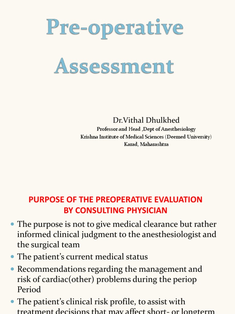Preoperative Assessment Guidelines | PDF | Angina Pectoris | Anesthesia