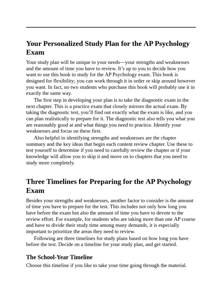AP Psychology Exam Study Plan Guide | PDF | Cognition | Psychology