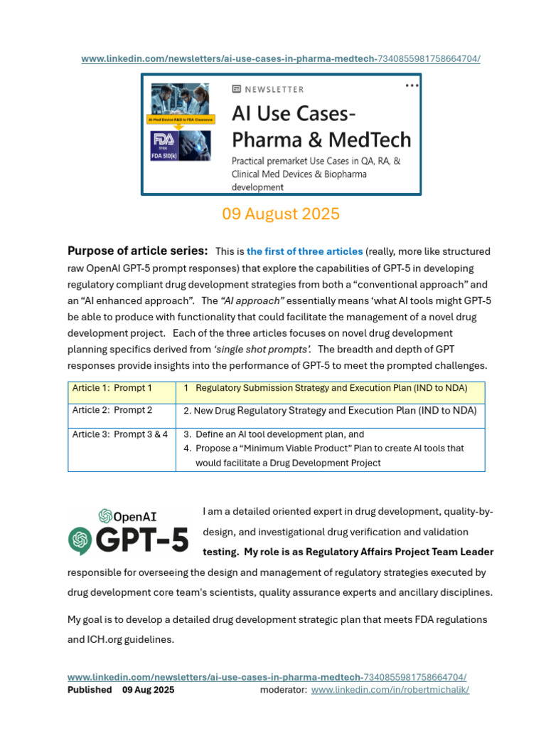 Michalik, R. GPT 5 Nano DRUG DEV PLAN Article 1 (09aug2025) | PDF ...