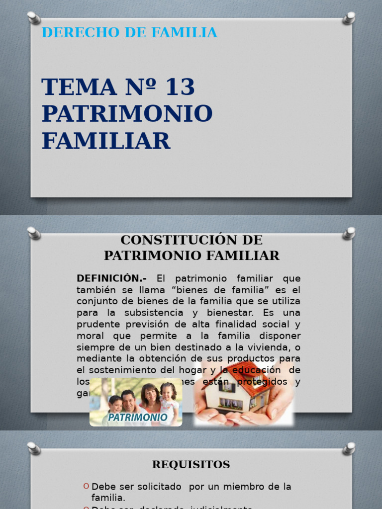 Constitución y Características del Patrimonio Familiar | PDF | Bienes ...