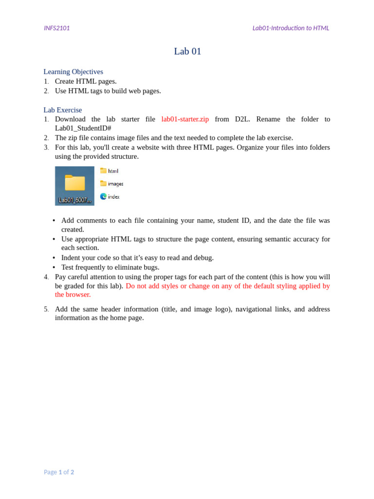 01 Lab01 B-Part1-Introduction To HTML | PDF