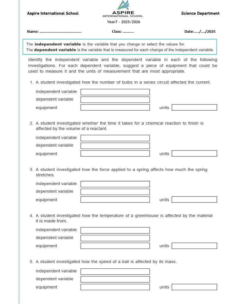 Identifying Variables in Science Experiments | PDF