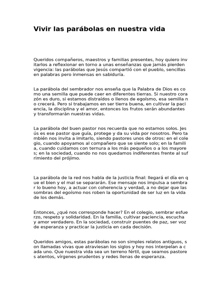 Parábolas de vida y acción diaria | PDF