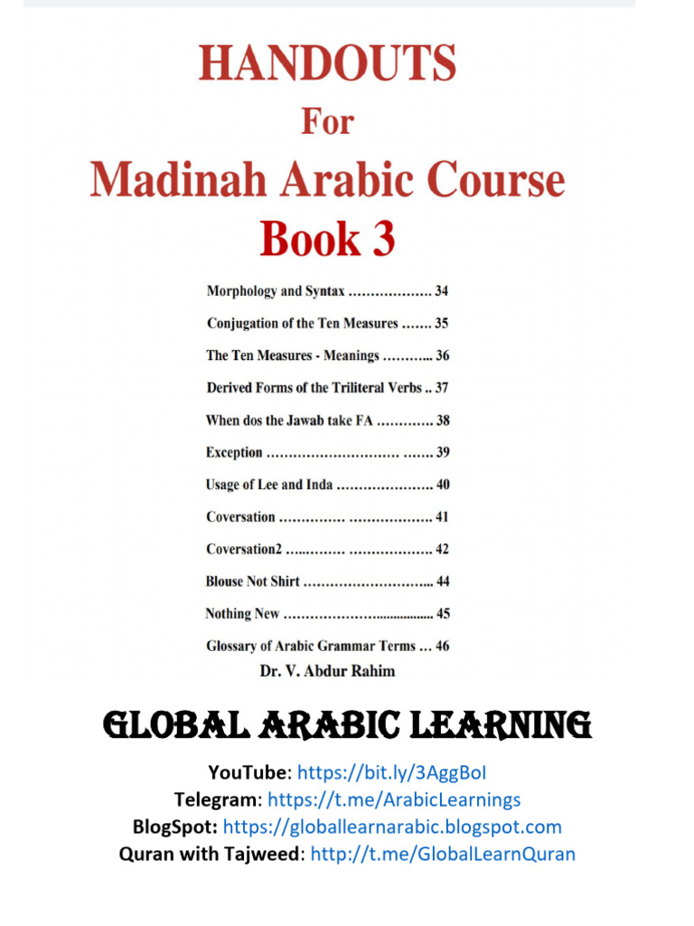 3-5 Handout For Arabic Course Book 3 | PDF | Morphology (Linguistics ...
