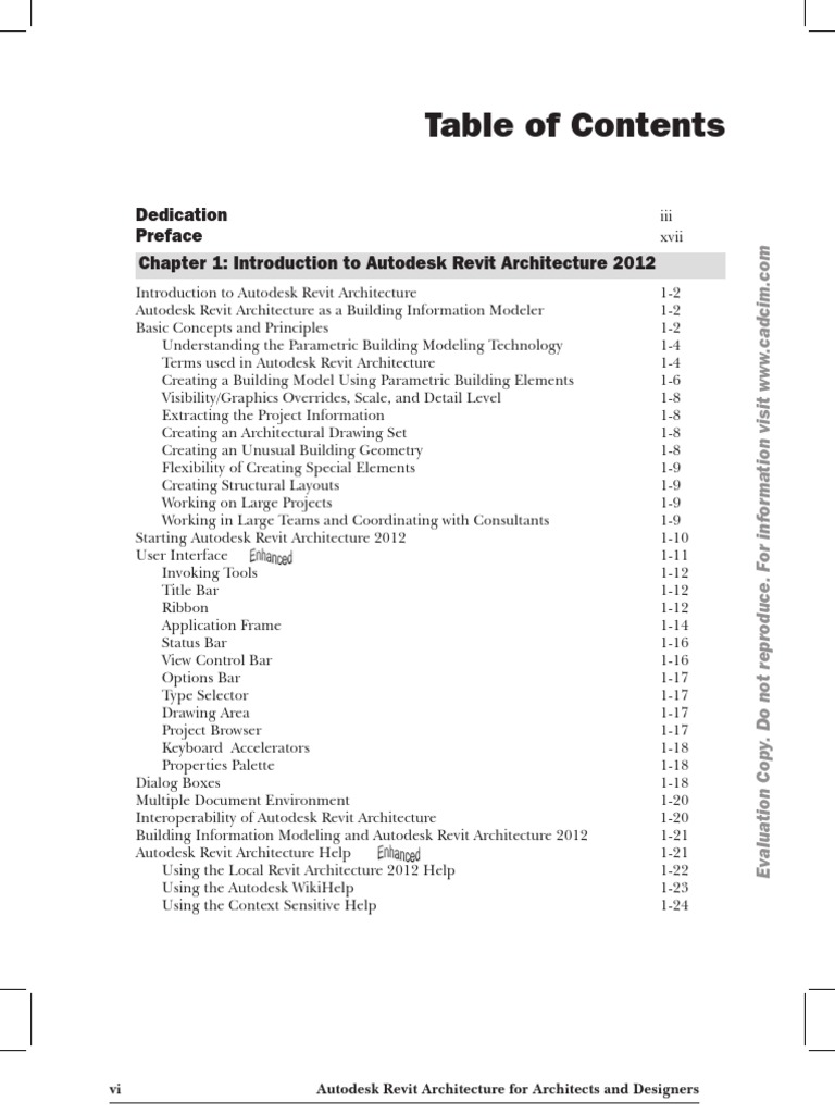 Dedication Preface Chapter 1: Introduction To Autodesk Revit Architecture 2012 | Download Free ...