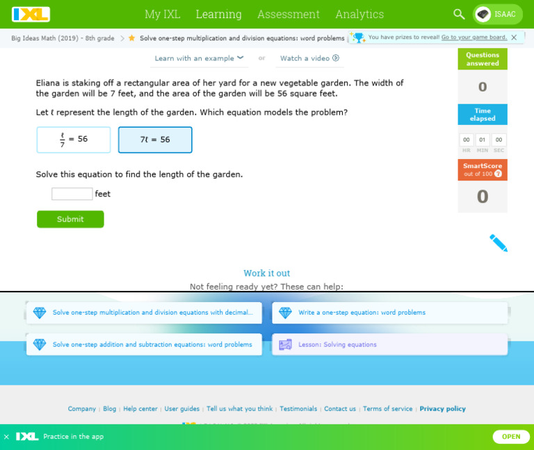IXL Solve One-Step Multiplication and Division Equations Word Problems ...