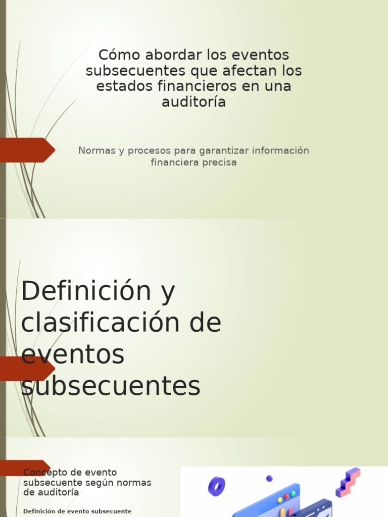 Eventos subsecuentes en auditoría financiera | PDF | Auditoría | Estado ...