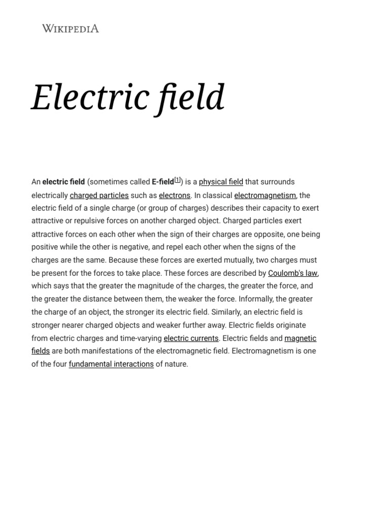 Understanding Electric Fields in Physics | PDF | Electric Field ...