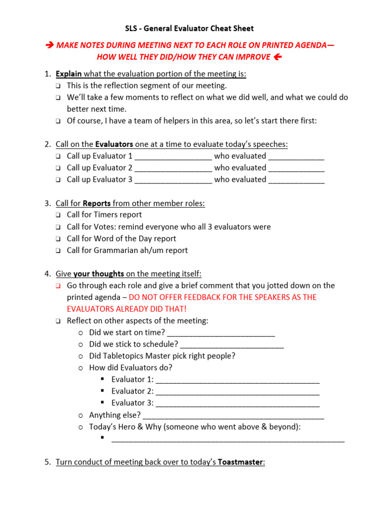 GENERAL EVALUATOR Cheat Sheet | PDF