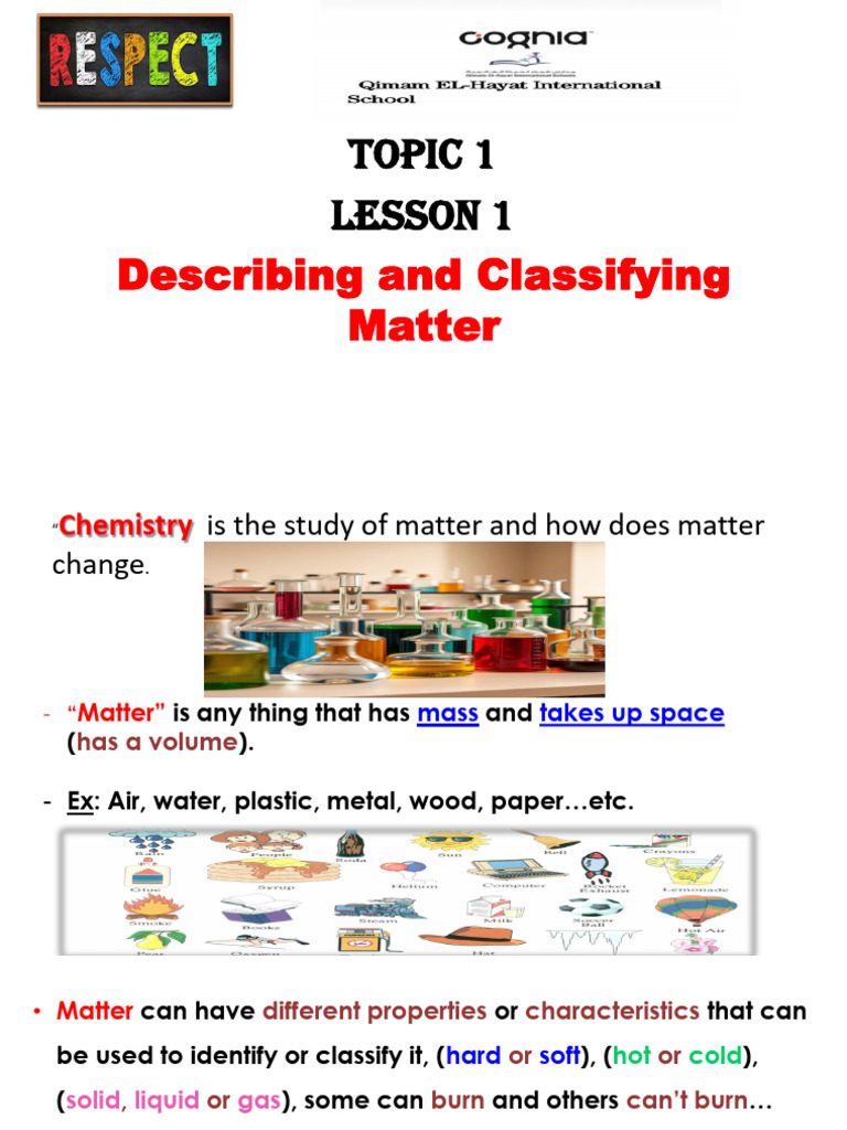 Grade (6) 1.1 Describing and Classifying Matter | PDF | Mixture | Chemical Compounds
