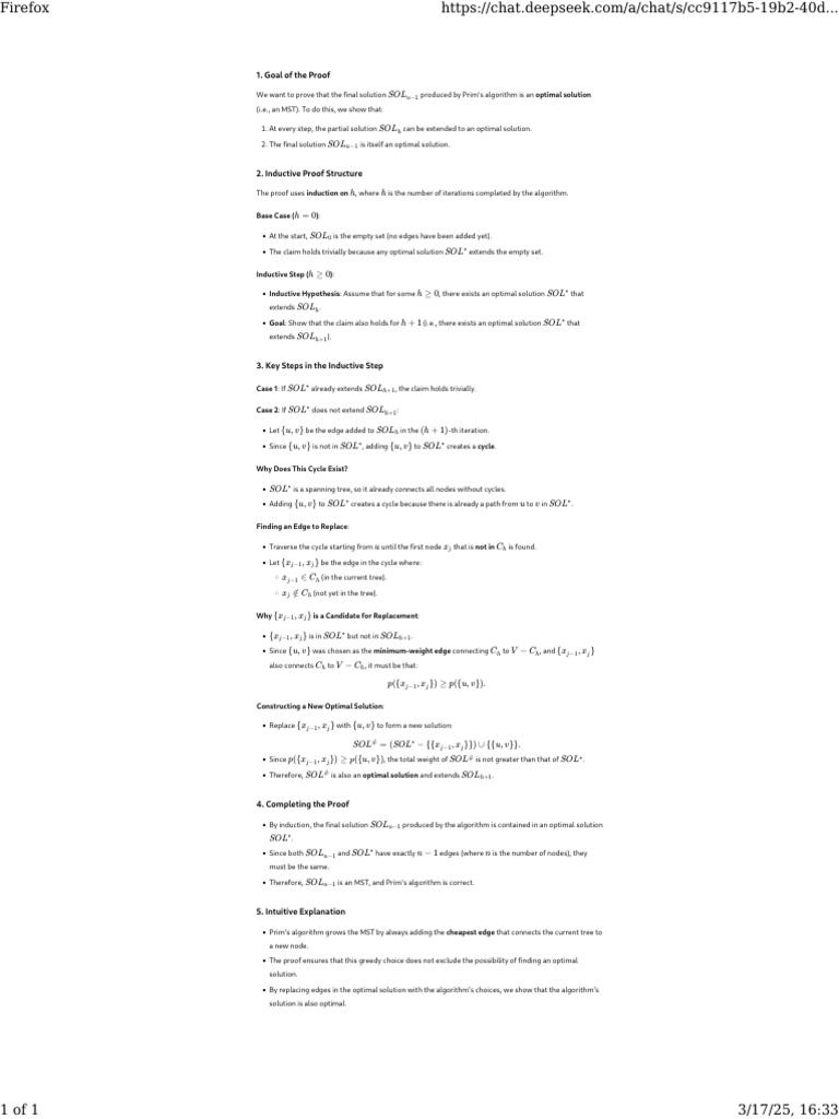 Proof of Prim's Algorithm Optimality | PDF | Algorithms And Data ...