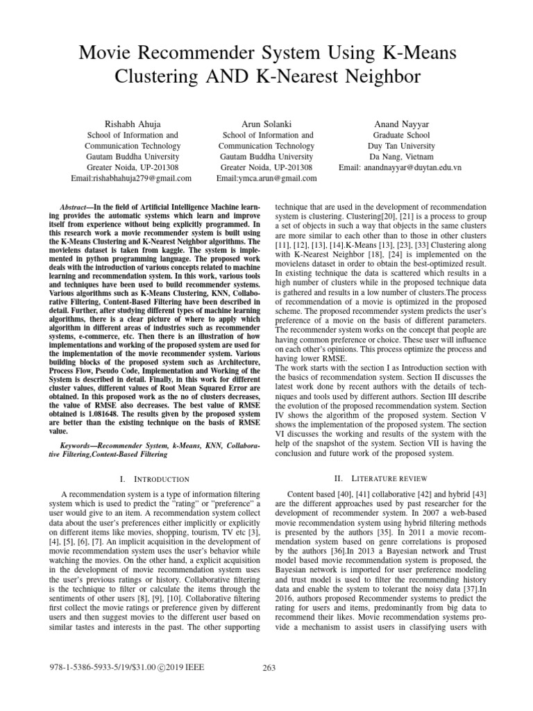 Movie Recommender System with K-Means & KNN | PDF | Cluster Analysis ...