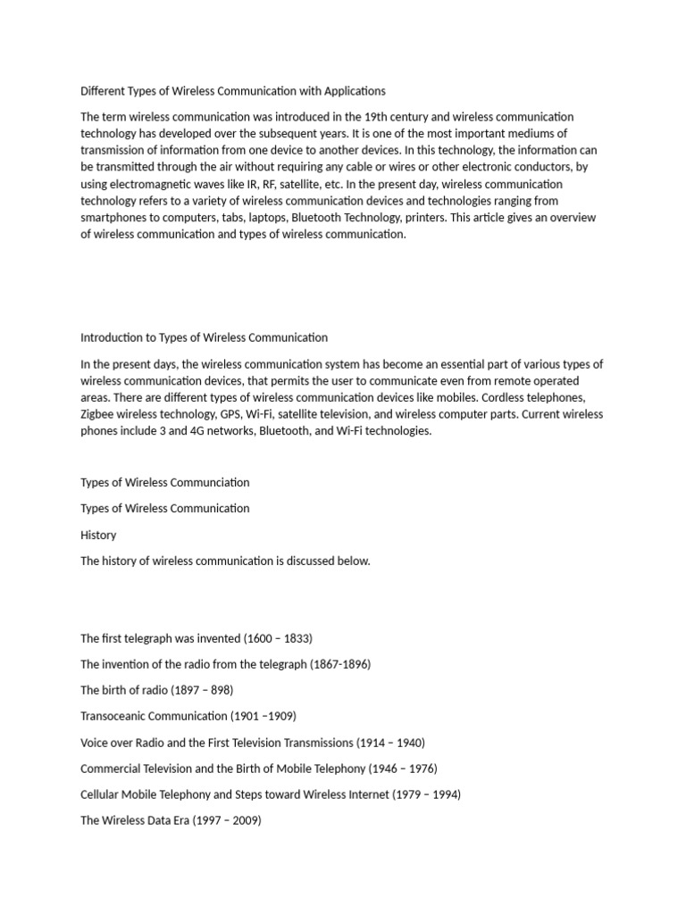 Types of Wireless Communication Explained | PDF | Wireless | Radio