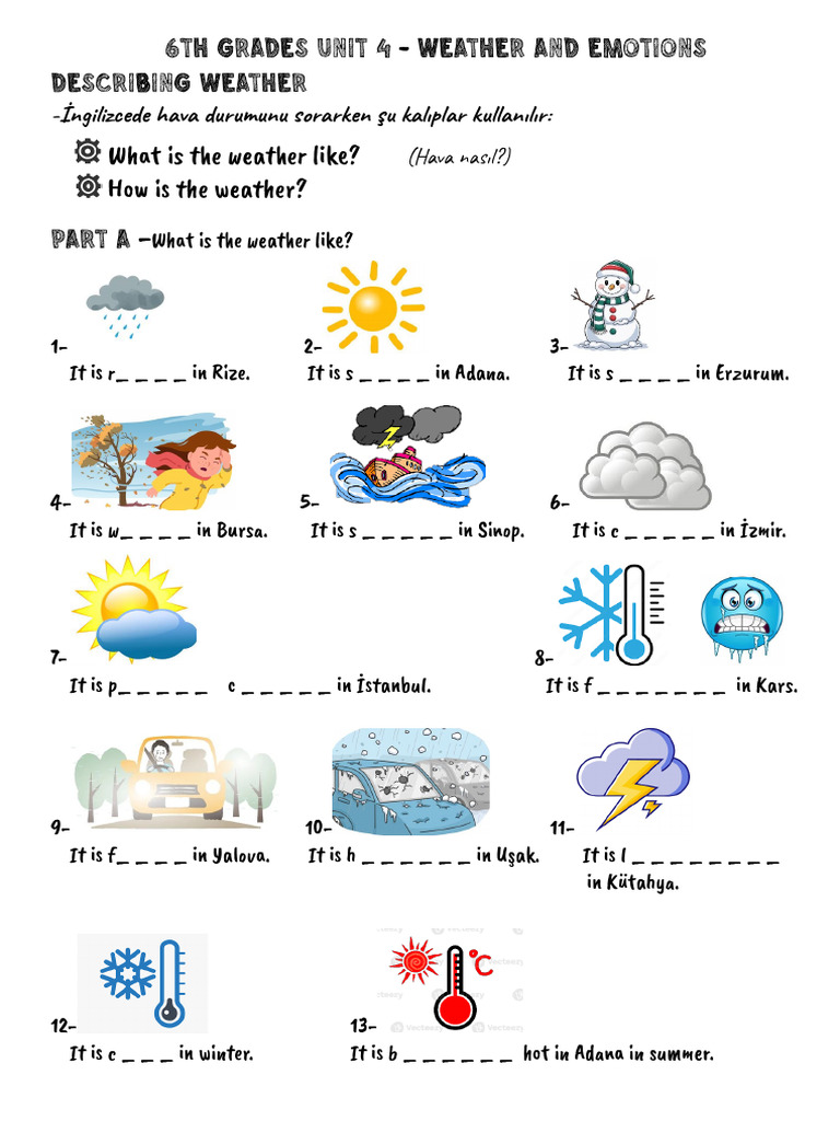 Weather and Emotions Worksheet | PDF | Meteorological Phenomena