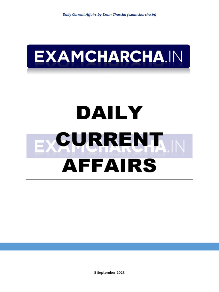 Current Affairs: September 3, 2025 | PDF