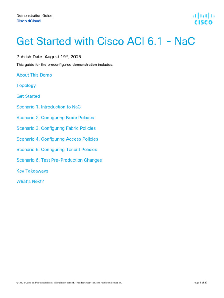 Cisco ACI NaC Demo Guide | PDF | Computing | Software