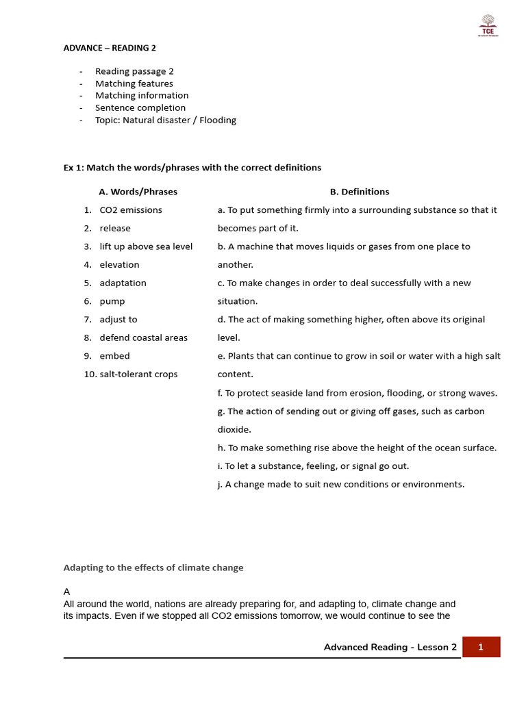 Bản sao của Reading 2 - Advanced - 2 | PDF | Coast | Beach