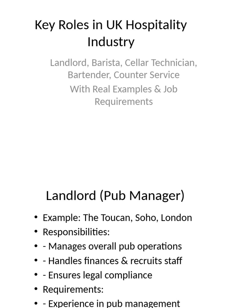 UK Hospitality Roles Updated | PDF