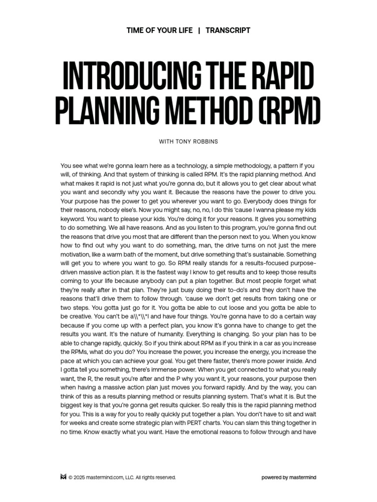 Introduction to Rapid Planning Method | PDF