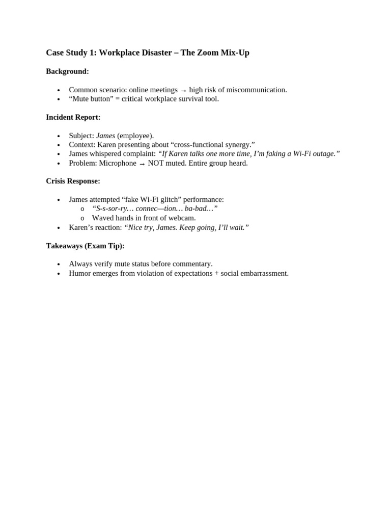 Zoom Meeting Mute Mishap Case Study | PDF