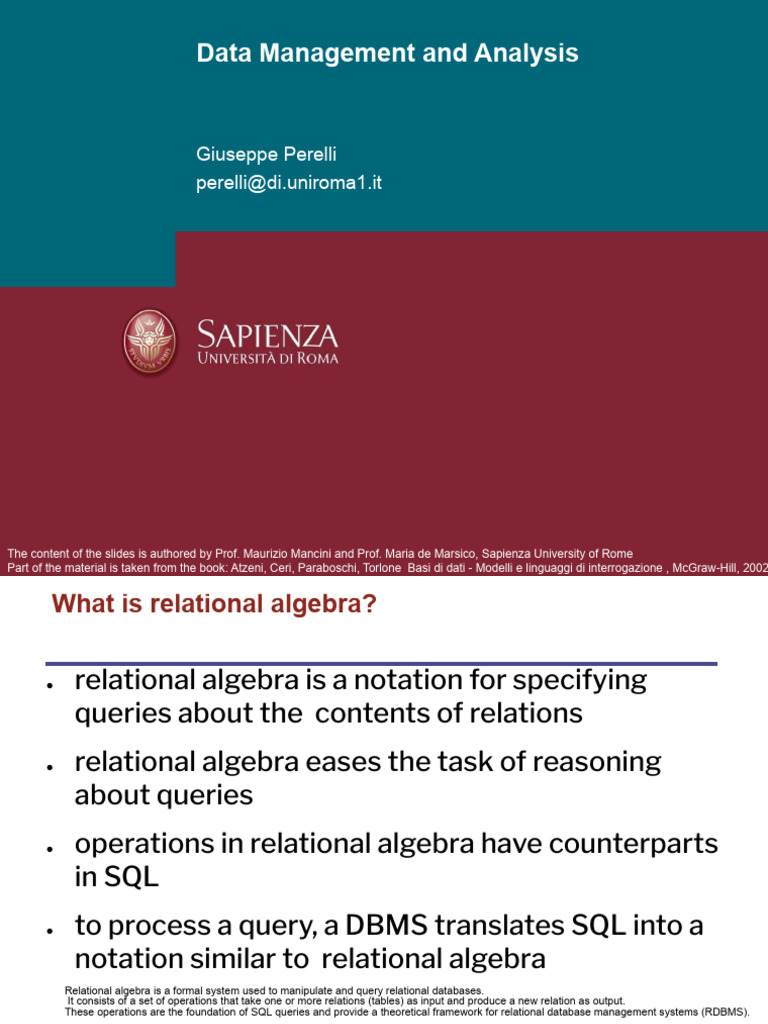 03 - Relational Algebra 1 | PDF | Relational Database | Databases