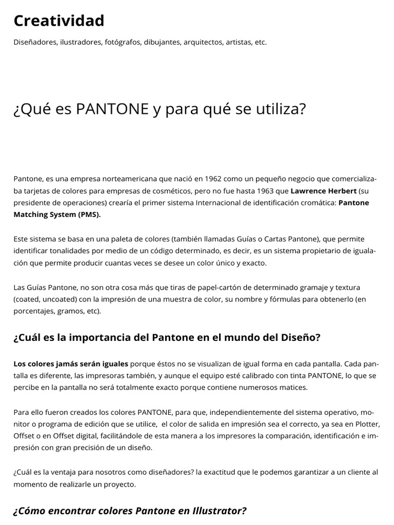 Qué es Pantone y su uso en diseño | PDF | Diseño gráfico