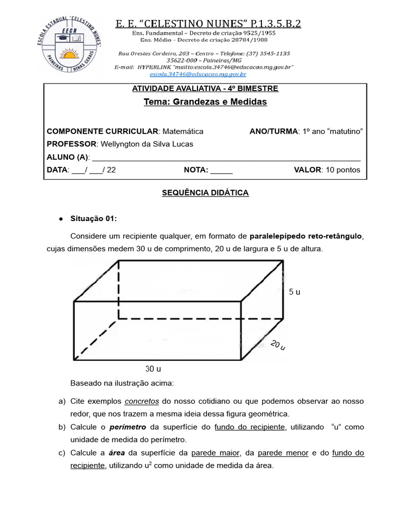 Atividade avaliativa - Grandezas e medidas.docx | PDF | Sistema internacional de unidades ...