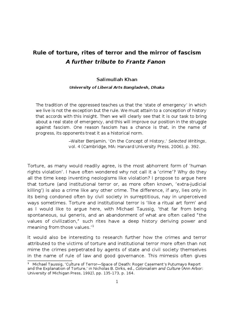 Rule Of Torture Rites Of Terror And The Mirror Of Fascism A Further