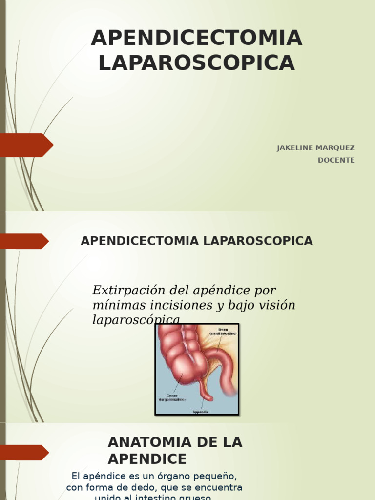 Apendicectomía Laparoscópica: Técnica y Complicaciones | PDF | Cirugía ...
