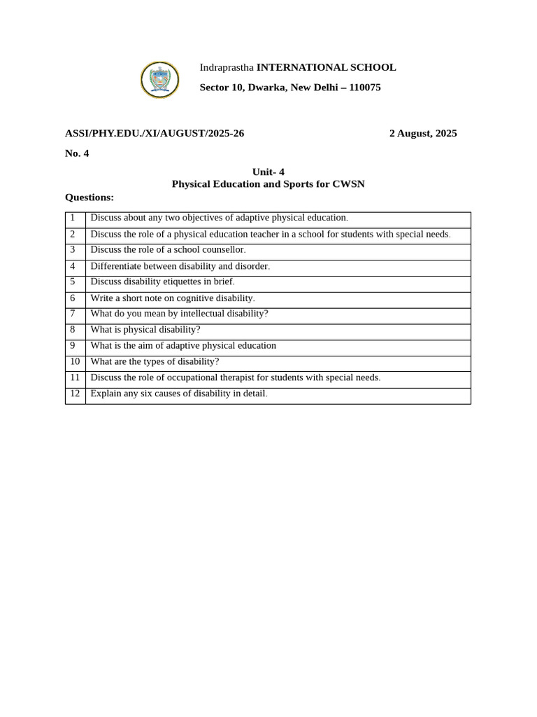 Adaptive PE for Students with Special Needs | PDF