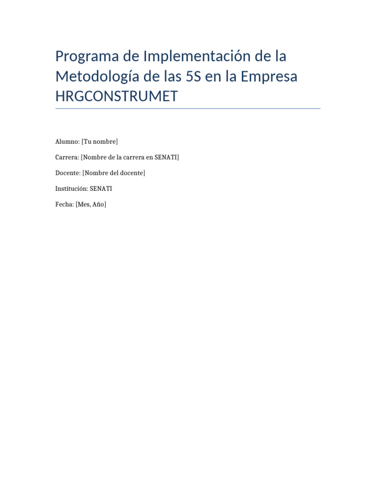 Proyecto 5S HRGCONSTRUMET | PDF | Lugar de trabajo | Conocimiento ...