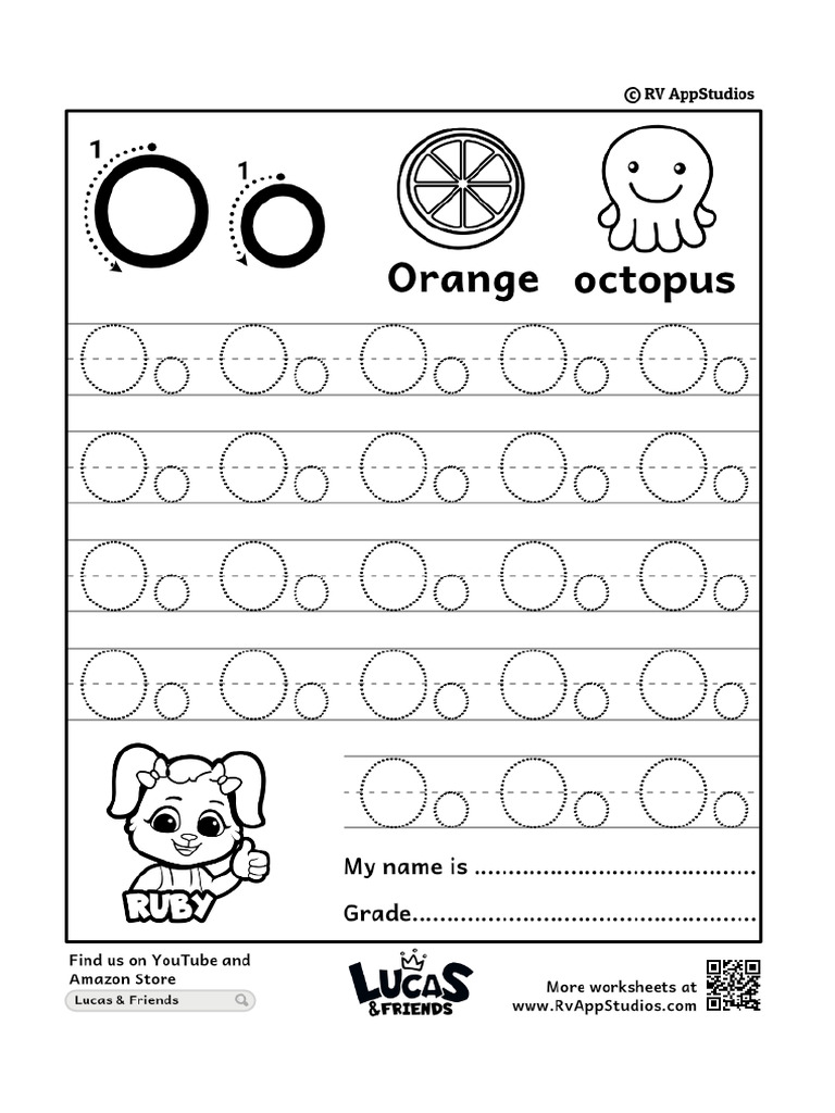 258 Free Printable Worksheets For Kids Alphabet Letter Oo Tracing BW | PDF