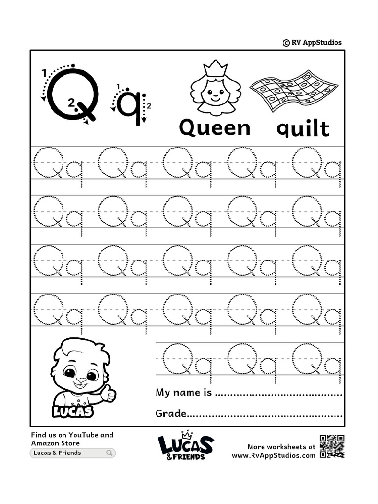 260 Free Printable Worksheets For Kids Alphabet Letter QQ Tracing BW | PDF