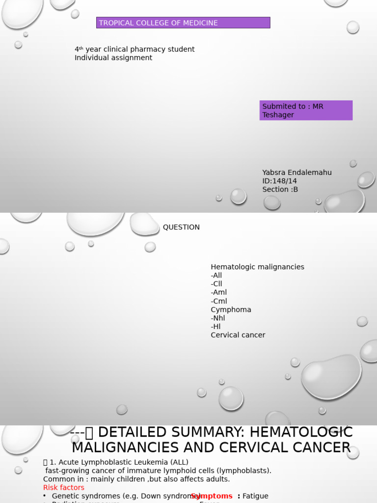 Hematologic Malignancies Overview | PDF | Leukemia | Lymphoma
