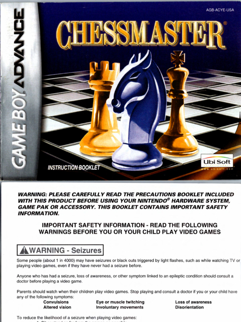 Chessmaster - Instruction Booklet (En) (Nintendo Game Boy Advance) | PDF