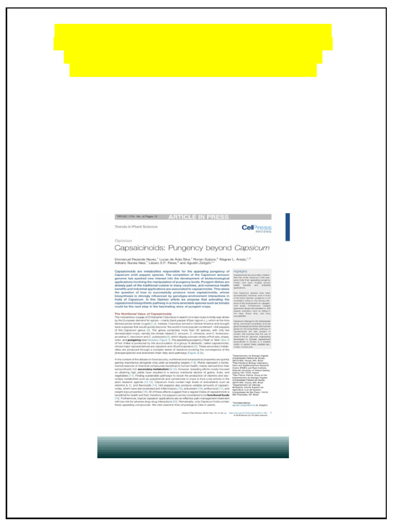 Capsaicinoids: Pungency beyond Capsicum Emmanuel Rezende Naves & Lucas ...