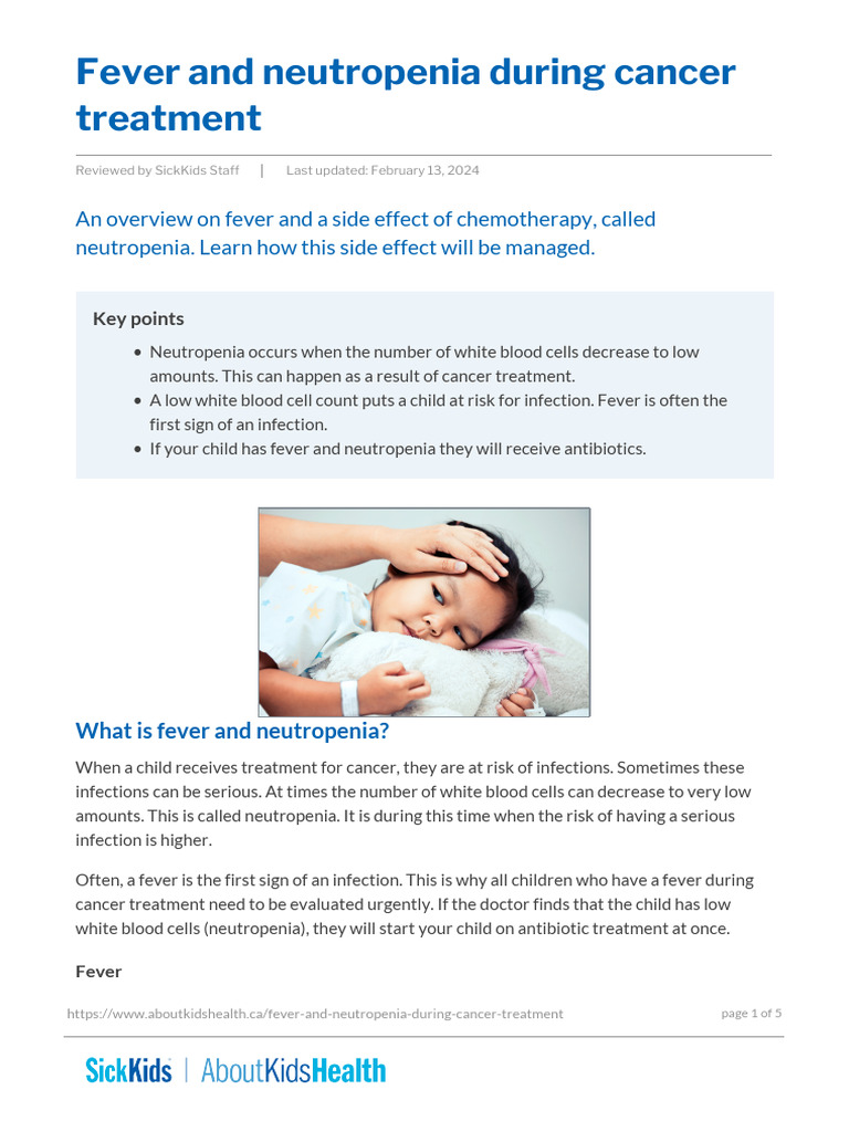 Fever and Neutropenia During Cancer Treatment | PDF | Fever | Health ...
