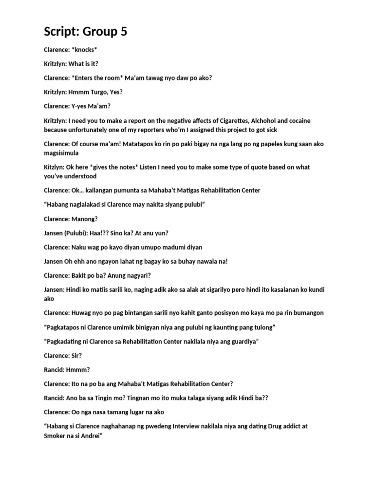 Script: Group 5 | PDF