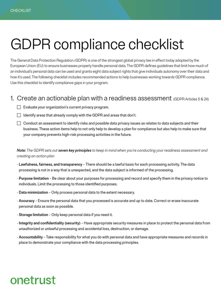 General Data Protection Regulation Gdpr Compliance Checklist 1752666195
