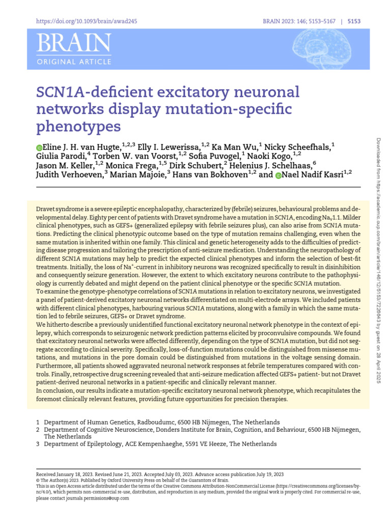 SCN1A Mutation Effects on Neuronal Networks | PDF | Epilepsy | Mutation
