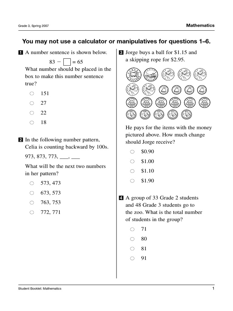 Eqao Sample Test | PDF | Area | Length