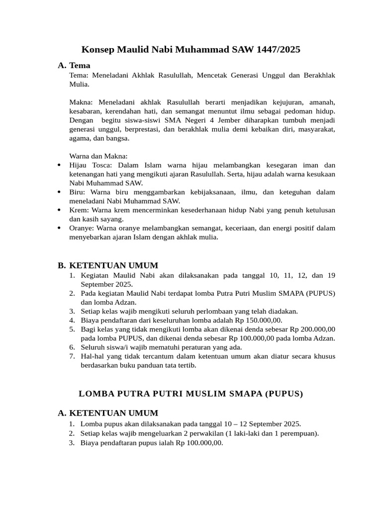Konsep Acara Maulid Nabi 2025 | PDF