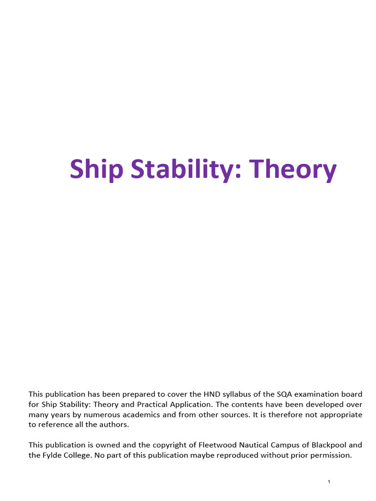 Ship Stability Theory Overview | PDF | Buoyancy | Ships