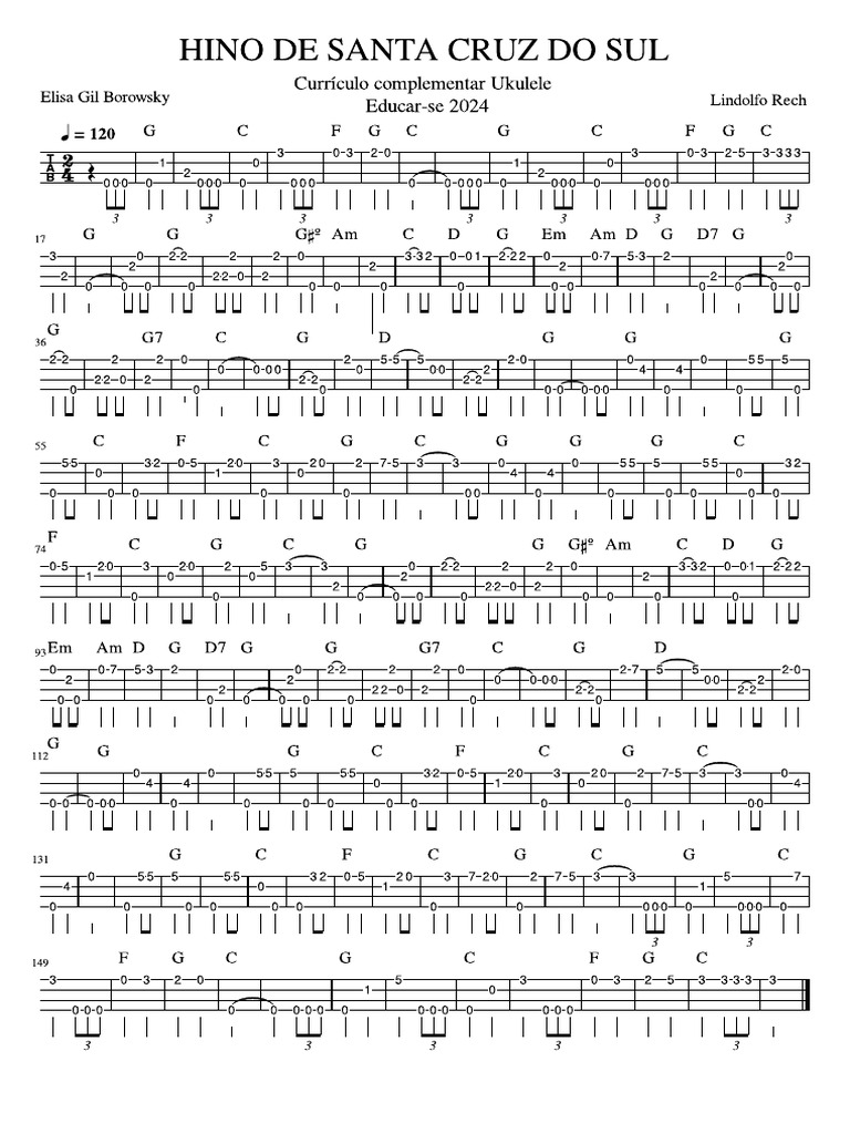Hino de Sta Cruz Ukulele TAB | PDF