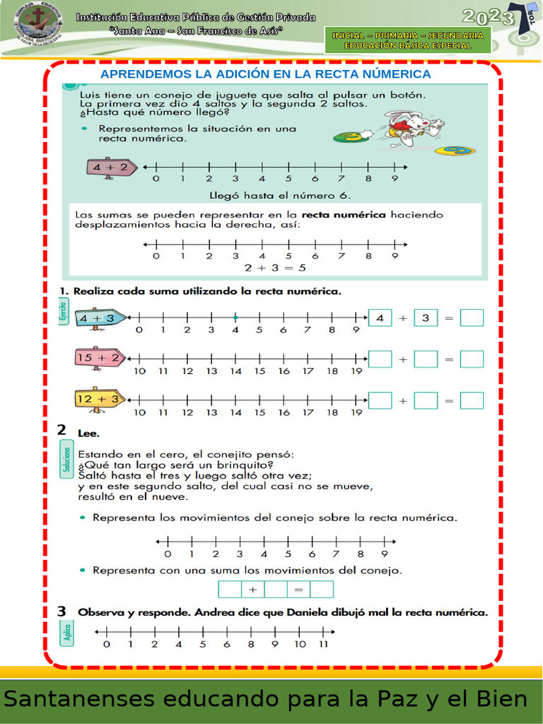 Adición y Sustraccion en La Recta Numerica | PDF
